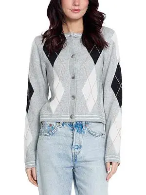 Central Park West Astrid Argyle Cardigan Grey Combo