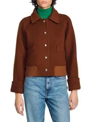 SANDRO Anderson Wool Blend Short Coat