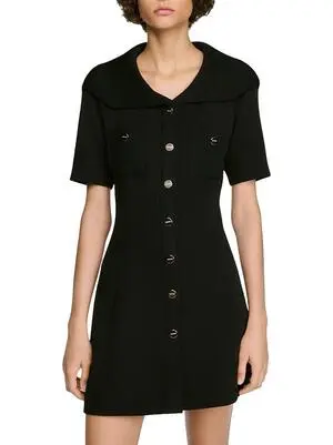 Sandro Sabrina Sailor Collar Mini Dress - Black