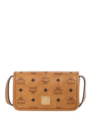 Mcm Aren Small Visetos Crossbody Bag - Cognac