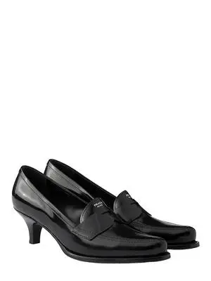 Prada Brushed Leather Loafers - Black