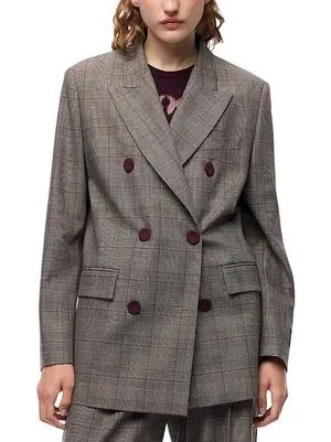 Pinko New Guinea Double Breasted Blazer - Beige/burgundy