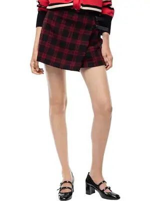 Pinko Grevillea Tweed Mini Skirt - Black/red