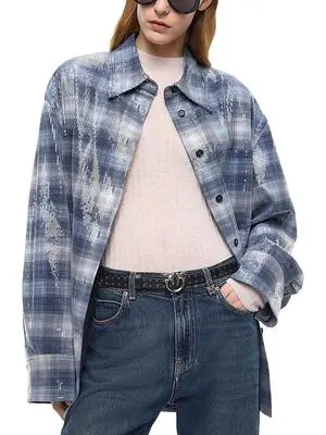 Pinko Orchidea Sequined Overshirt - Blue/azure Multi