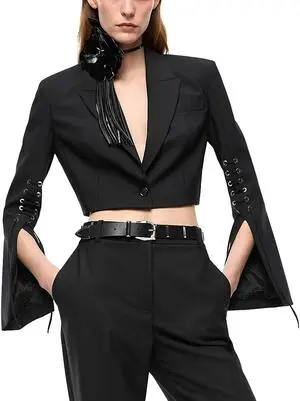 Pinko Corvette Spencer Cropped Blazer - Black