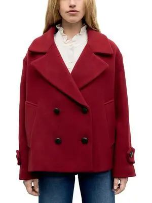 Gerard Darel Alla Wool Blend Oversized Collar Coat - Red