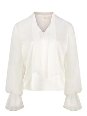 GUNDA HAFNER LTD Cream Silk Blouse With Sheer Sleeve - White