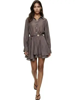 MONLICIA Alora Tencel Mini Shirt Dress - Brown
