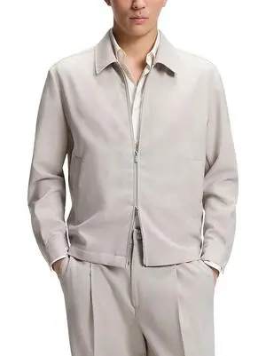 BOSS P-carper Performance Wool Slim Fit Zip Blouson Jacket - Light Beige
