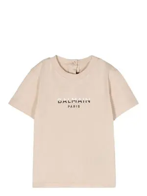 Balmain Logo-print Cotton T-shirt - Nude