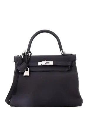 Hermès Kelly 28 Leather Handbag - Noir