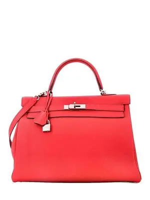 Hermès Kelly 35 Togo Leather Palladium Hardware Handbag - Geranium