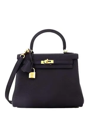 Hermès Kelly 25 Togo Leather Gold Tone Shoulder Bag - Noir