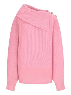 Blumarine Wool Jumper With Sailor Collar And Buttons - Pink