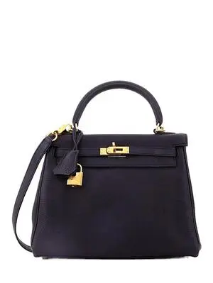 Hermès Kelly 25 Togo Leather Gold Tone Hardware Handbag - Noir