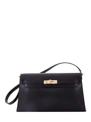 Hermès Kelly Elan Chevre Leather Shoulder Bag - Black