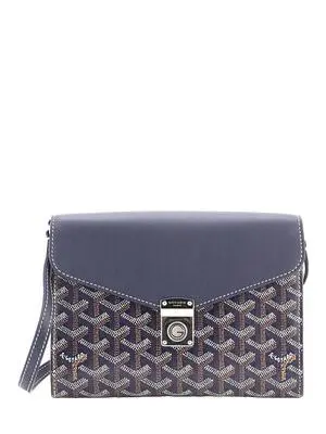 Goyard Chypre Wallet On Strap Coated Canvas With Leather - Blue