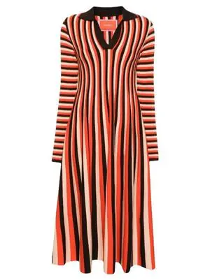 La DoubleJ Plaza Knitted Midi Dress - Red