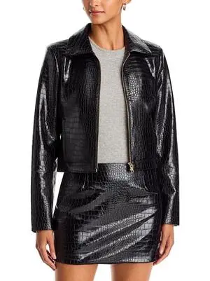 Generation Love Lola Faux Leather Zip Front Jacket - Black