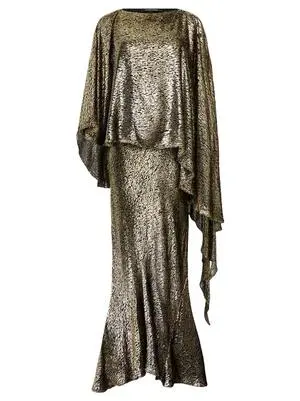 Roberto Cavalli Draped Metallic Maxi Dress - Golden