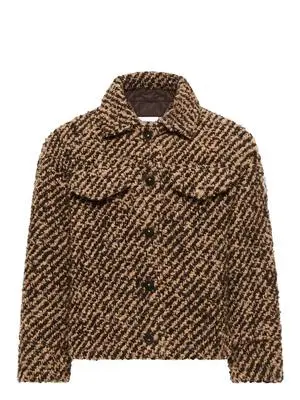 Moncler Bouclé Blend Shirt Jacket - Brown