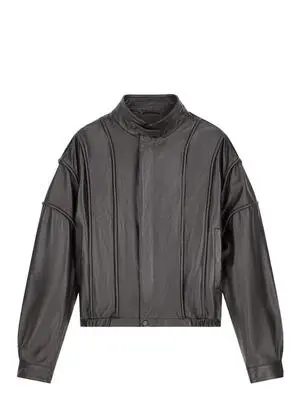 EMPORIO ARMANI Emporio Armani Stand Collar Leather Jacket