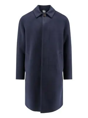Aspesi Single-breasted Concealed-placket Coat - Blue