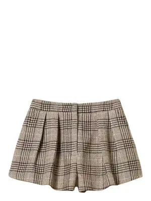TWINSET Chequered Wool Cloth Shorts With Sequins - No