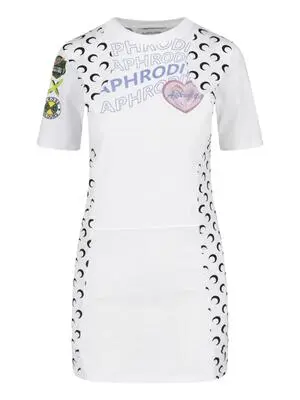 MARINE SERRE Graphicprint Tshirt Mini Dress - White