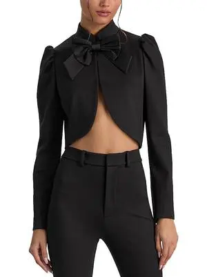 Alice + Olivia Ilaria Cropped Bow Jacket - Black
