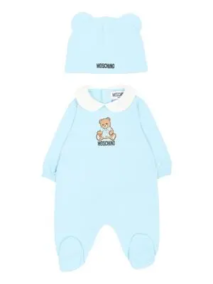 Moschino Logo-print Babygrow Set - Light Blue