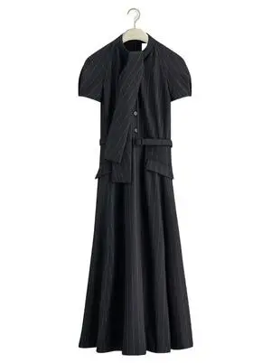 Dior Mid-length Belted Dress - Navy Blue