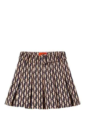 La DoubleJ Pleated Fish-print Skirt - Black