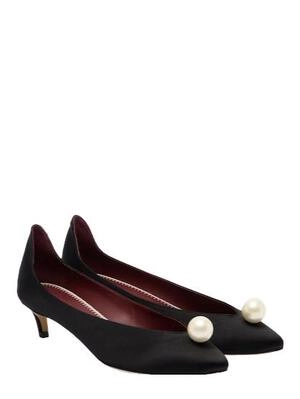 Magda Butrym Pearl-adorned Satin High Heels - Black