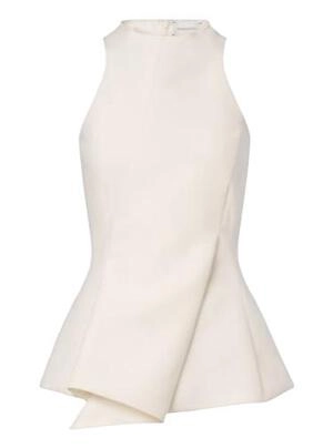 Magda Butrym Asymmetric Peplum Wool-blend Top - White
