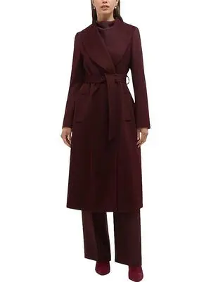 HOBBS LONDON Sara Wool Belted Coat - Malbec Purple