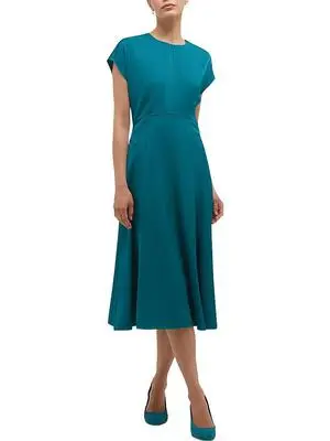 HOBBS LONDON Petites Adela Cap Sleeve Satin Dress - Lagoon Blue