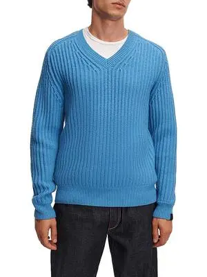 Rag & Bone Theo Wool & Cashmere Knit Stripe Sweater - Bright Blue