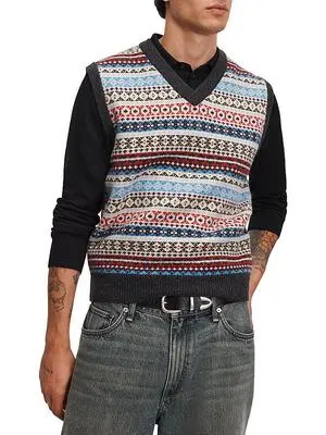 Rag & Bone Wool Classic Fit Fair Isle Vest - Multi