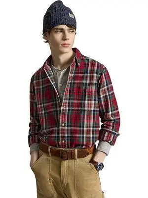 Polo Ralph Lauren Classic Fit Cotton Plaid Brushed Oxford Shirt - Red/green Multi