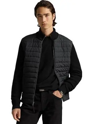 Polo Ralph Lauren Hybrid Wool Full Zip Mockneck Sweater - Black Combo