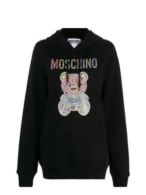 Moschino Teddy Bear-motif Cotton Hoodie - Black