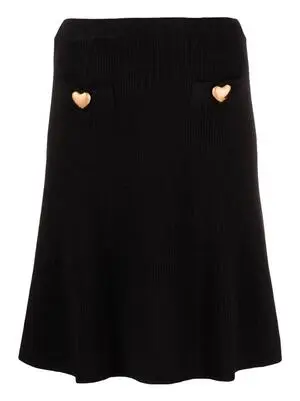 MOSCHINO Heart-embellished Virgin-wool Skirt