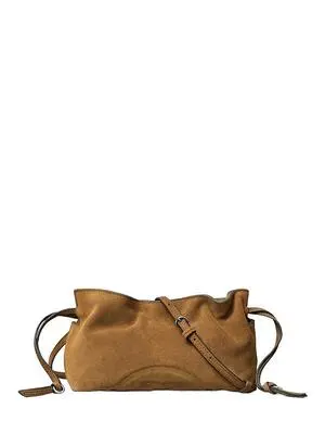 Tory Burch Ella Suede Drawstring Pouch - Caramel