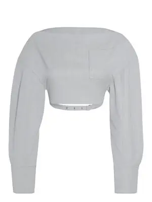 Jacquemus Cropped Long-sleeve Top - Light Gray