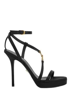 VERSACE Versace Medusa Embellished Satin Sandals