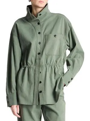 SAINT ART Hattie Button Front Shirt Jacket - Deep Forest