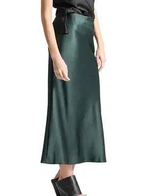 SAINT ART Talia Charmeuse Maxi Skirt - Deep Forest