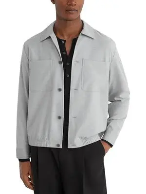 REISS Penge Brushed Overshirt - Soft Grey