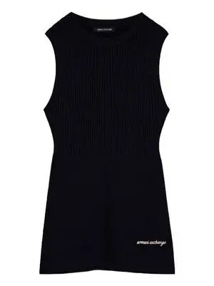 Armani Exchange Slim-fit Knit Top In Recycled Viscose Blend - Black
